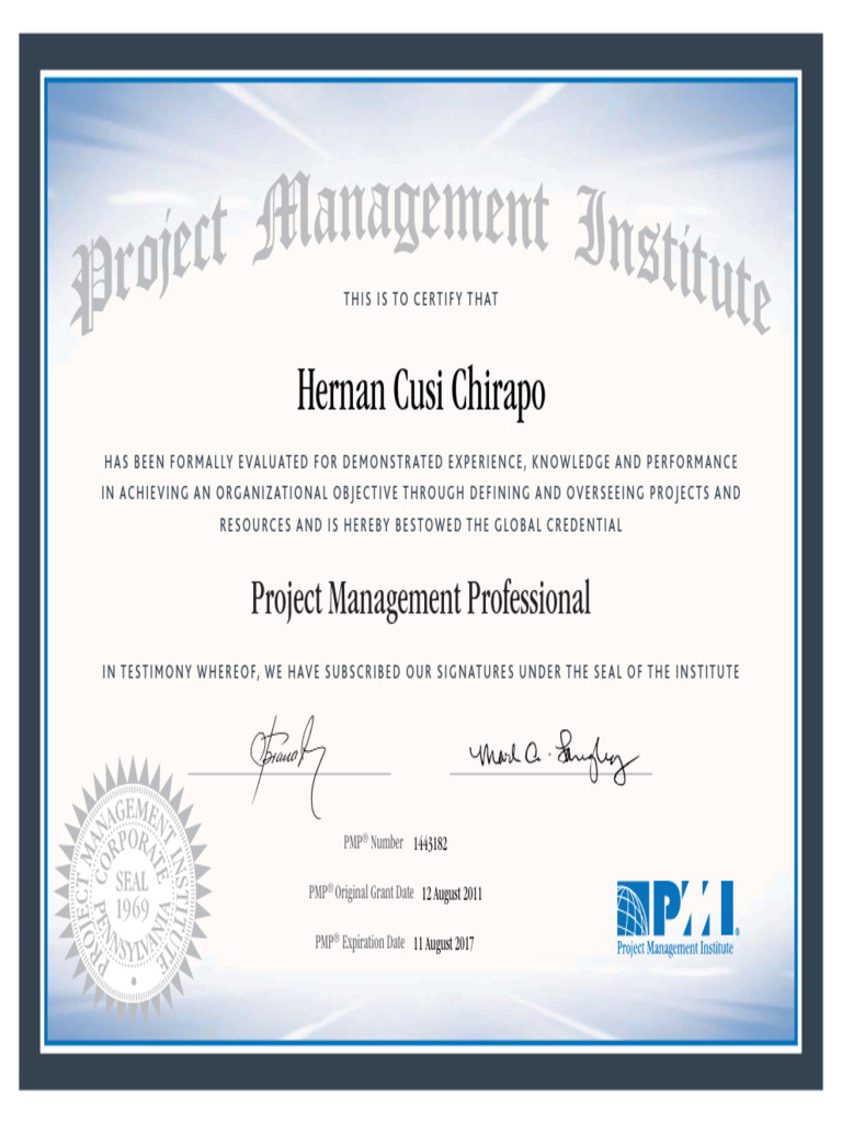 Hernan Cusi Chirapo: Project Management Professional | PDF