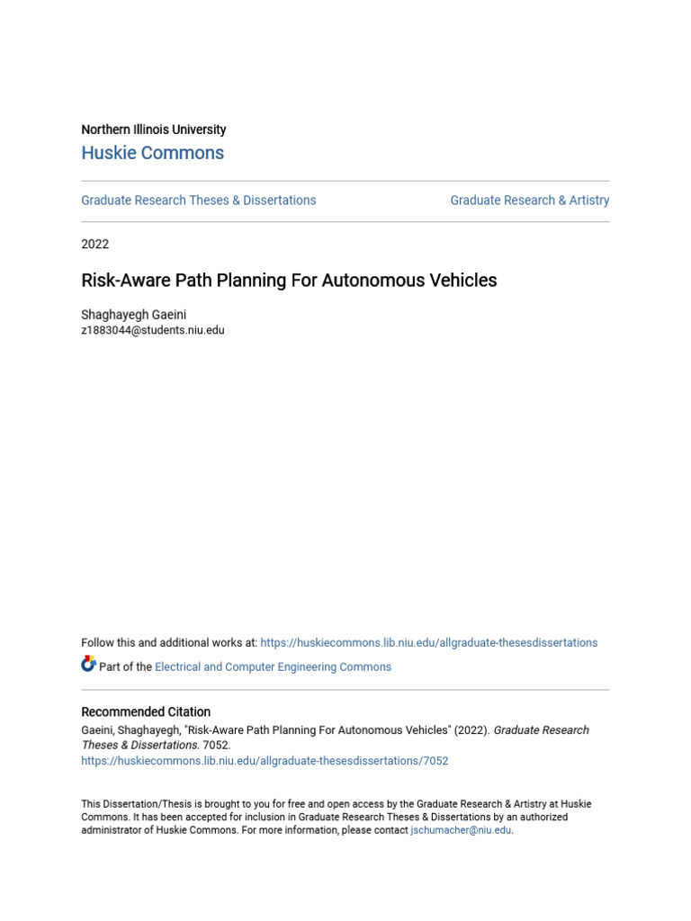 Risk-Aware Path Planning For Autonomous Vehicles | PDF | Lidar ...