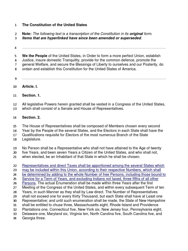 The Constitution of The United States | PDF | U.S. State | United ...