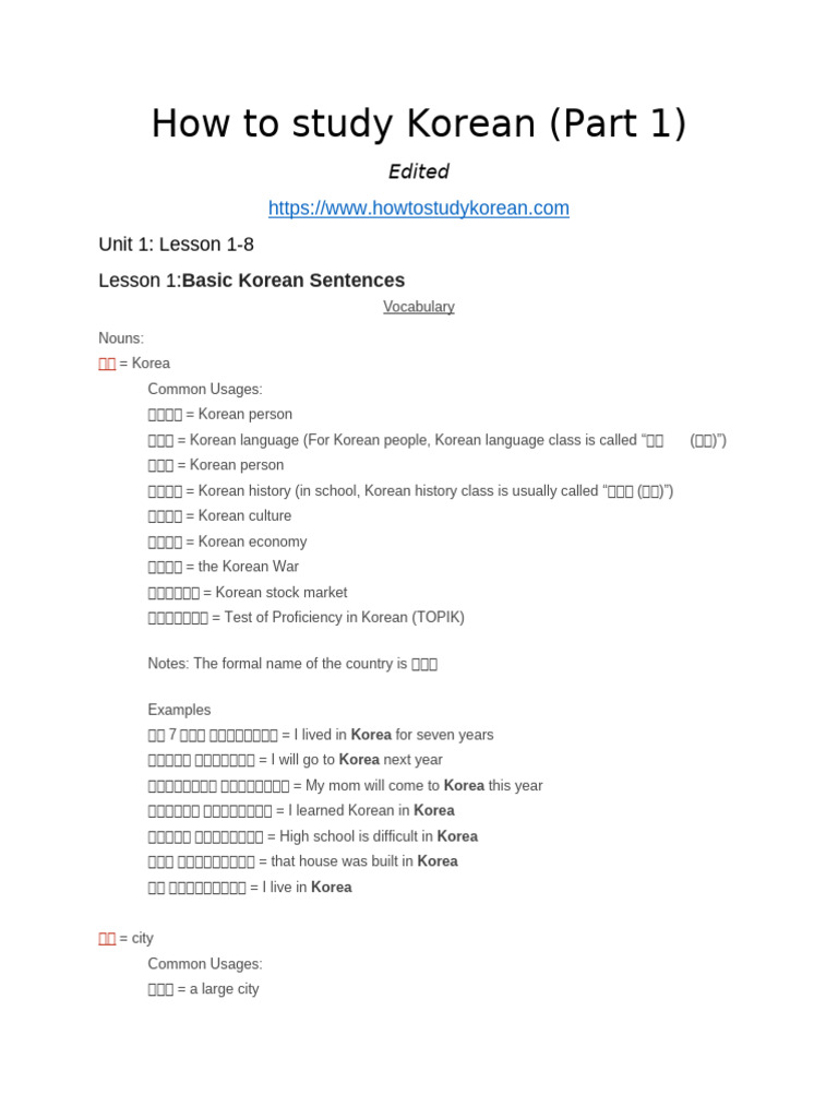 How To Study Korean (Part 1) | PDF | Verb | Subject (Grammar)