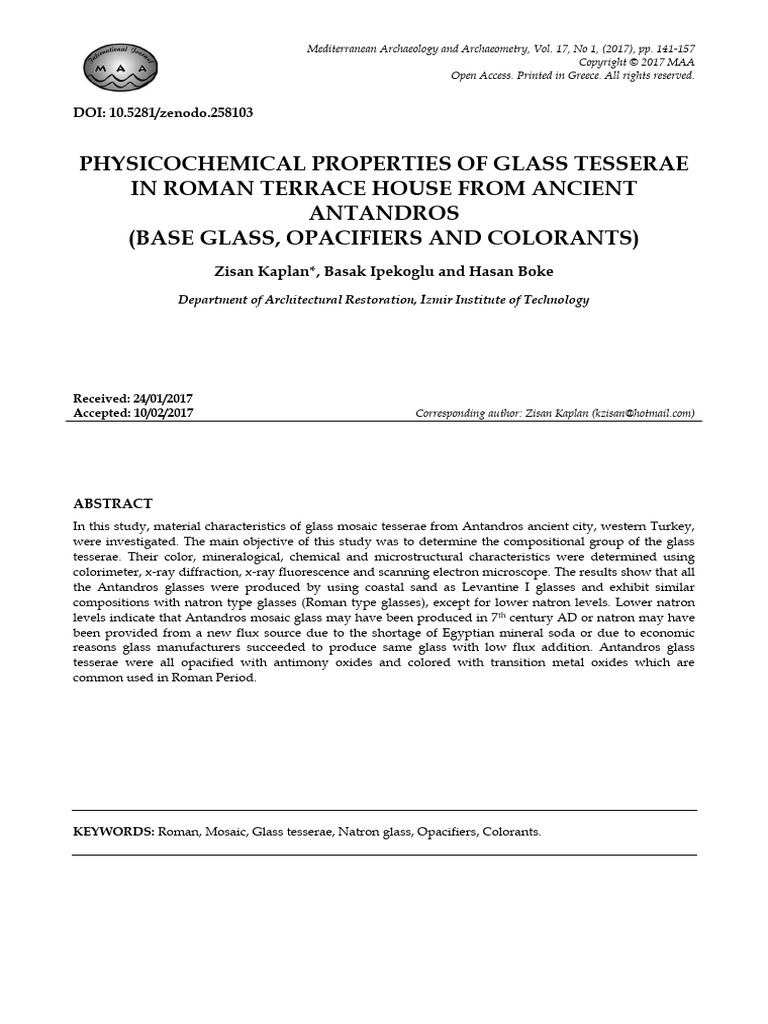 Physicochemical Properties of Glass Tesserae | PDF | Glasses | Materials