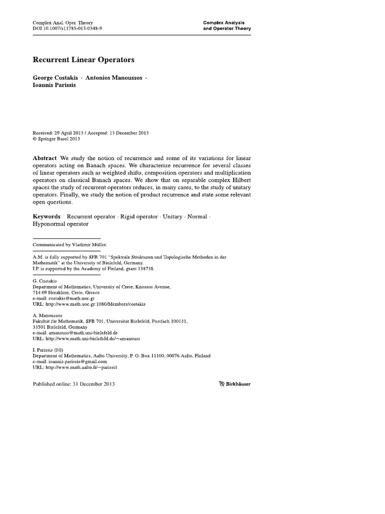 Recurrent Linear Operators | PDF
