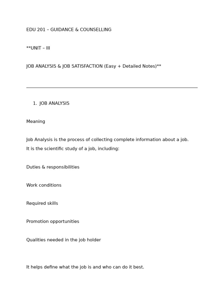 Unit -3 Edu Minor | PDF | Job Satisfaction | Employment