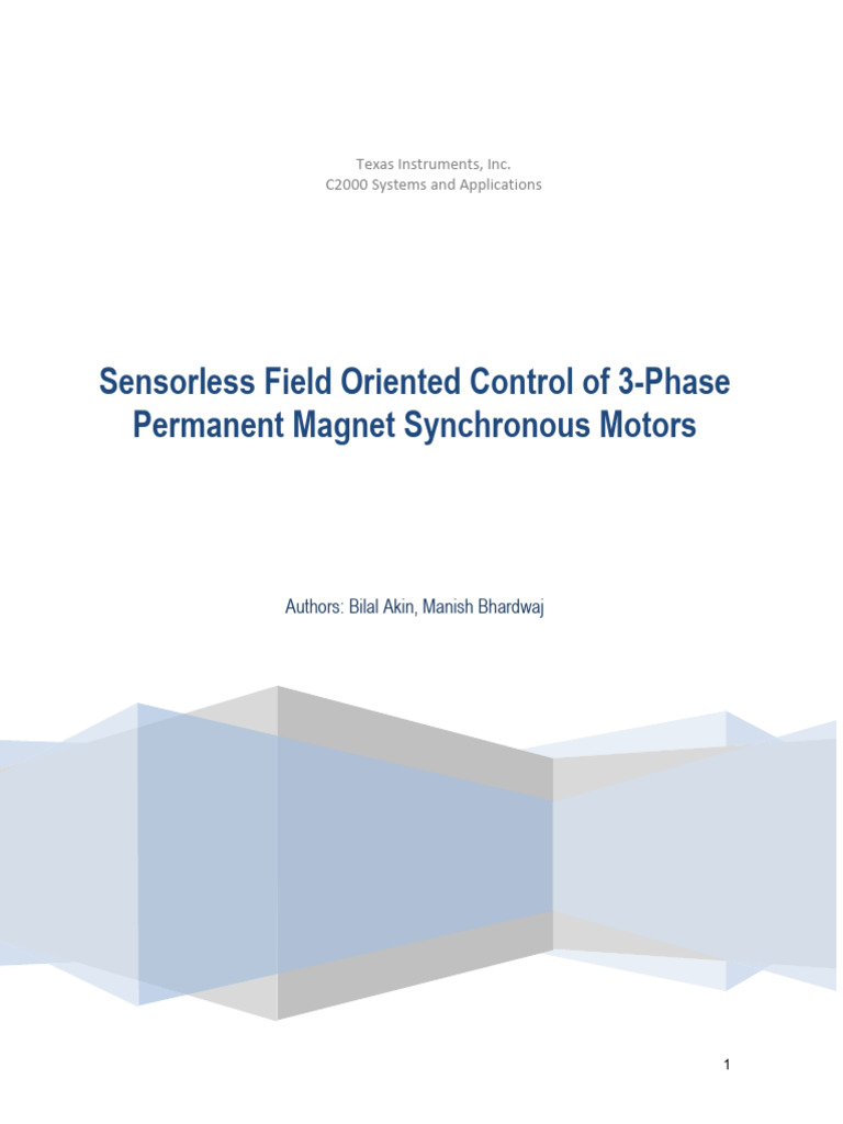 Sensorless Field Oriented Control of 3-Phase PMSM | PDF | Electric ...