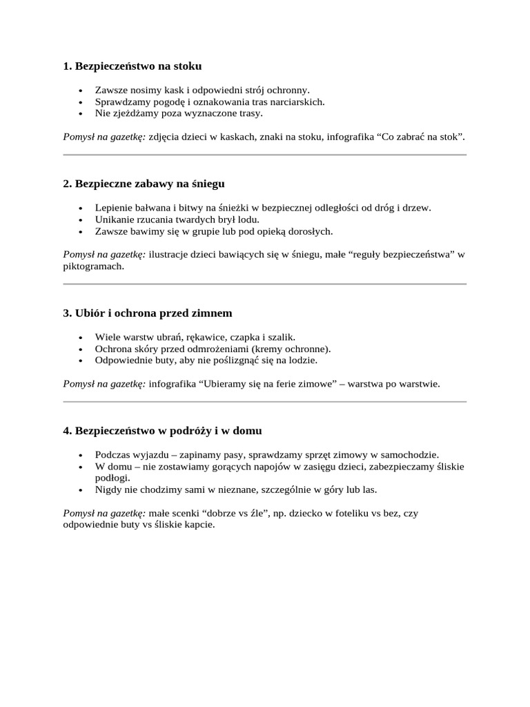Bezpieczne Ferie | PDF