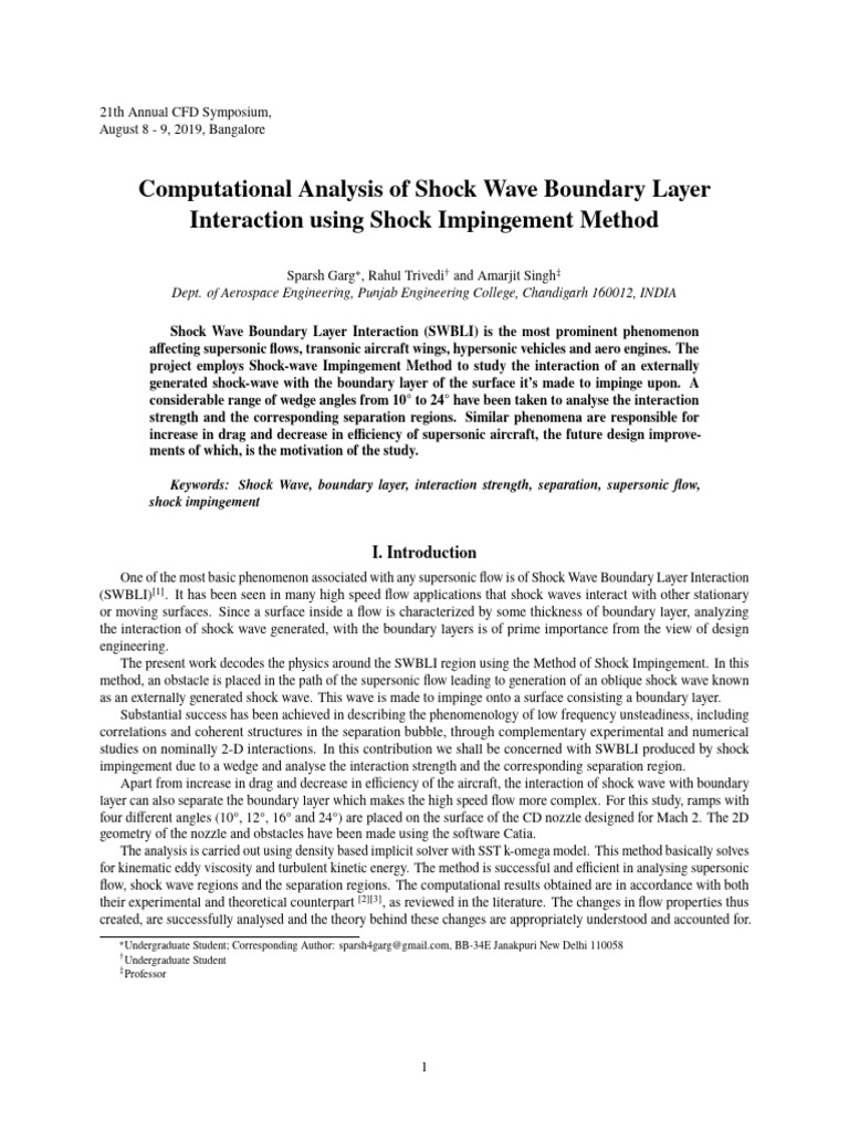 Computational Analysis of Shock Wave Boundary Layer-PEC-Chandigarh ...