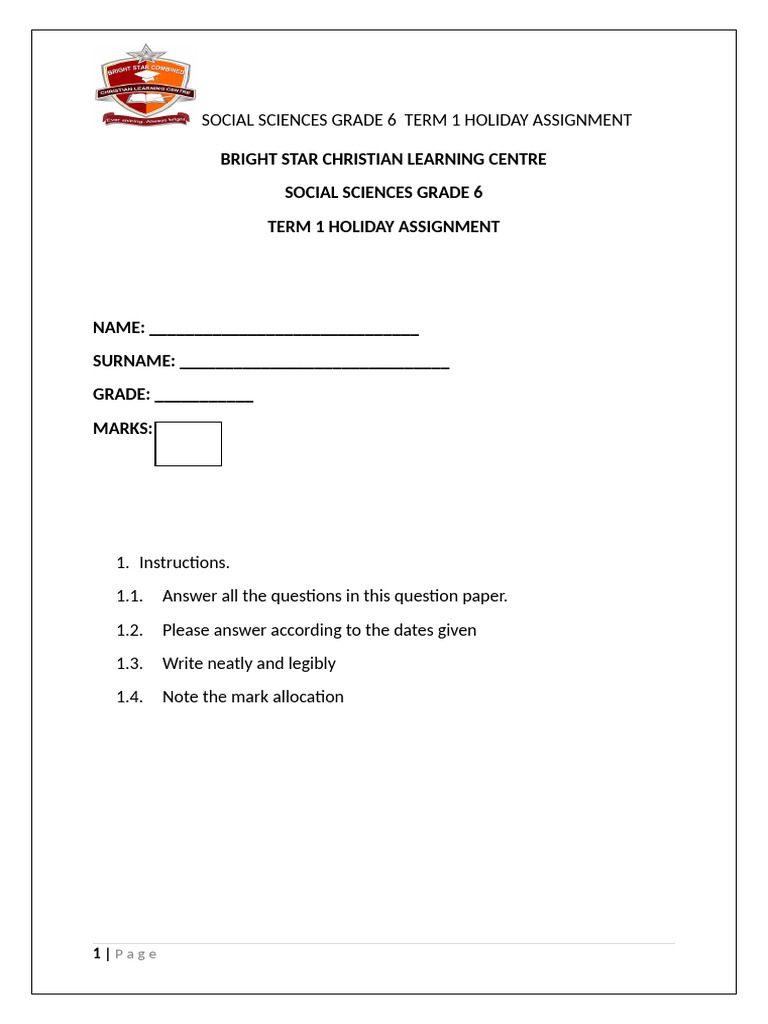 Grade 6 Holiday Assignment | PDF | Geography | Geographic Data And ...