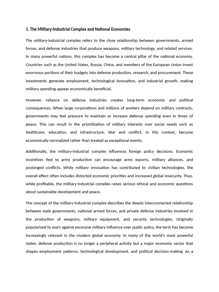 The Military-Industrial Complex and National Economies | PDF | Arms ...