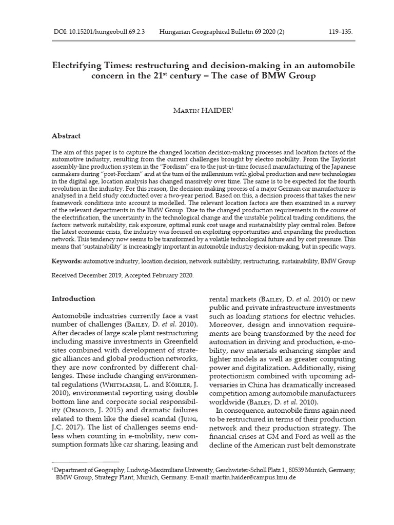 [2.6 Reference] Electrifying Times Restructuring and Decision-Making in ...