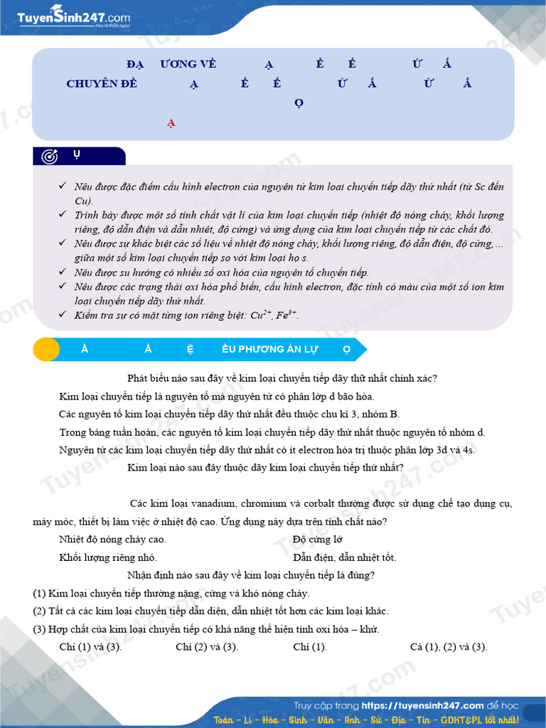 Btvn Dai Cuong Ve Kim Loai Chuyen Tiep Day Thu Nhat 1742198629 | PDF
