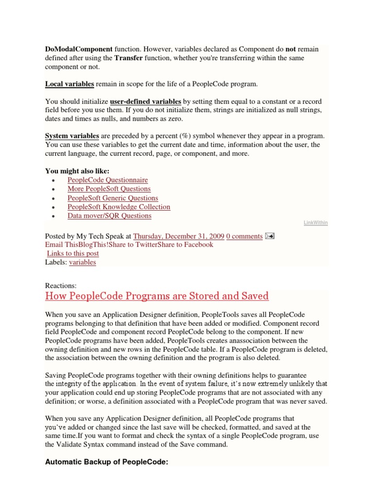 How Peoplecode Programs Are Stored and Saved: Linkwithin | PDF ...