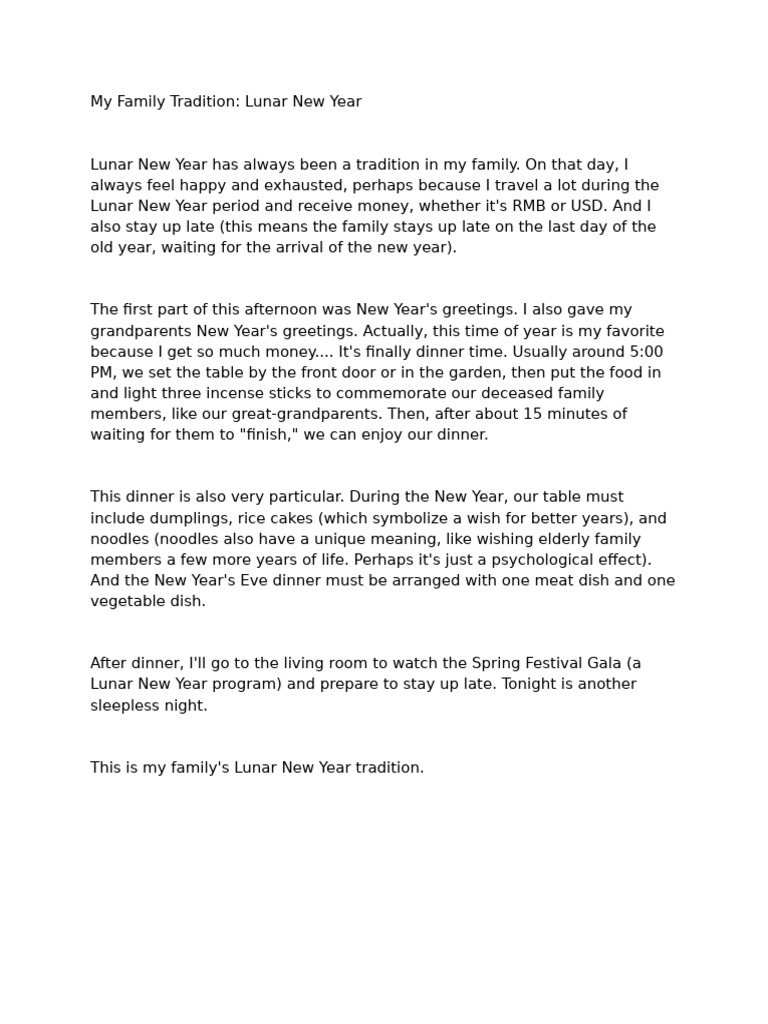My Family Tradition | PDF