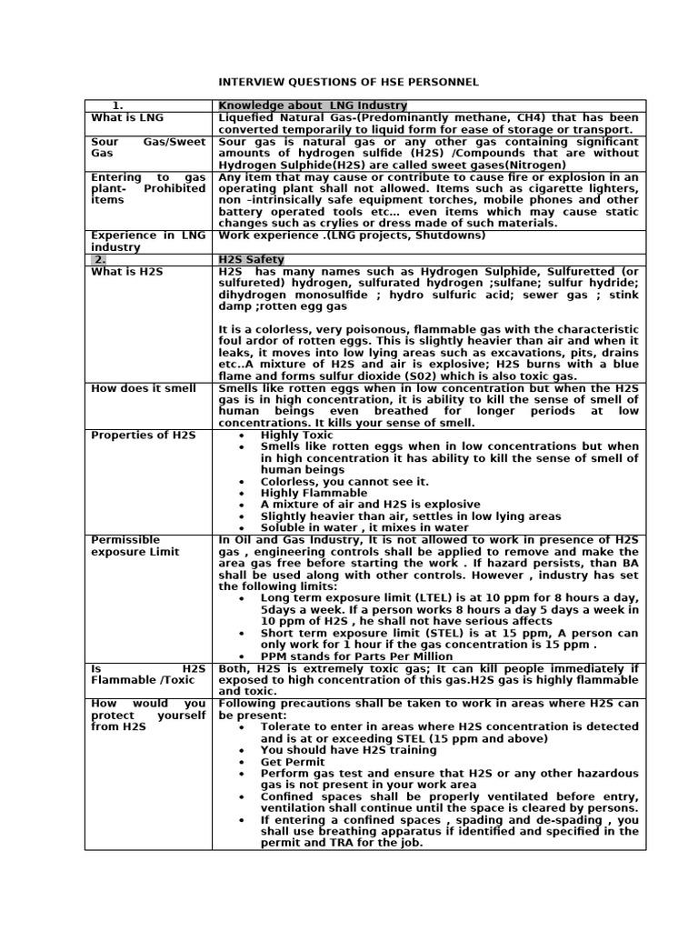 Interview Questions For Hse Personnel | PDF | Personal Protective ...