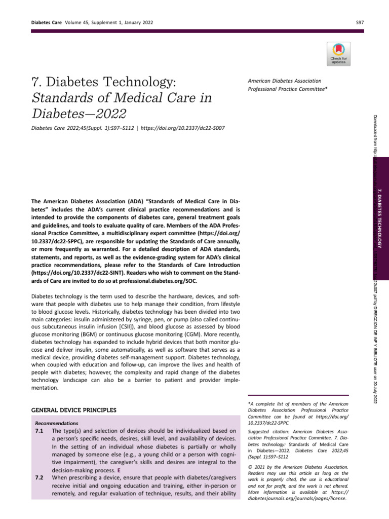 Diabetes Technology. ADA-2022 | PDF | Disorders Of Endocrine Pancreas ...