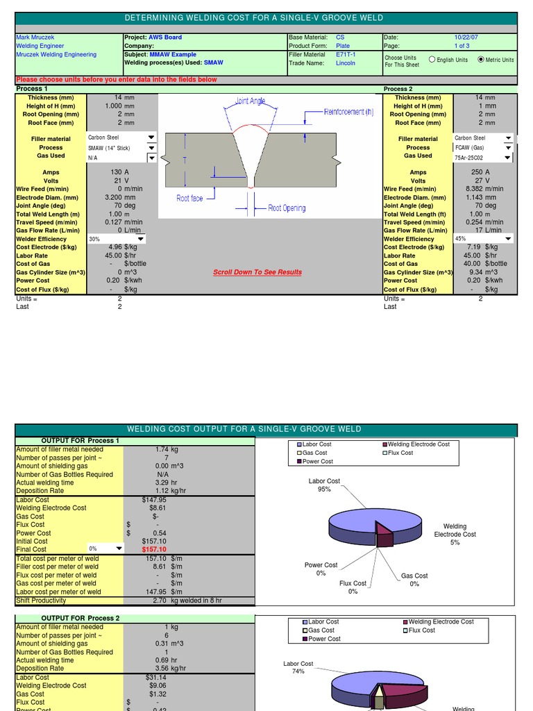 Weld Cost Calc XL1.3.2mm | PDF | Welding | Construction
