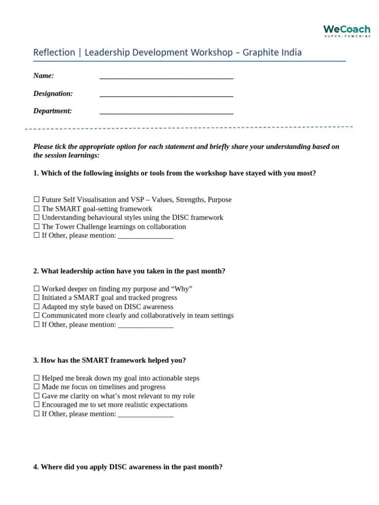 Leadership Reflections Questionnaire | PDF | Leadership | Value (Ethics)