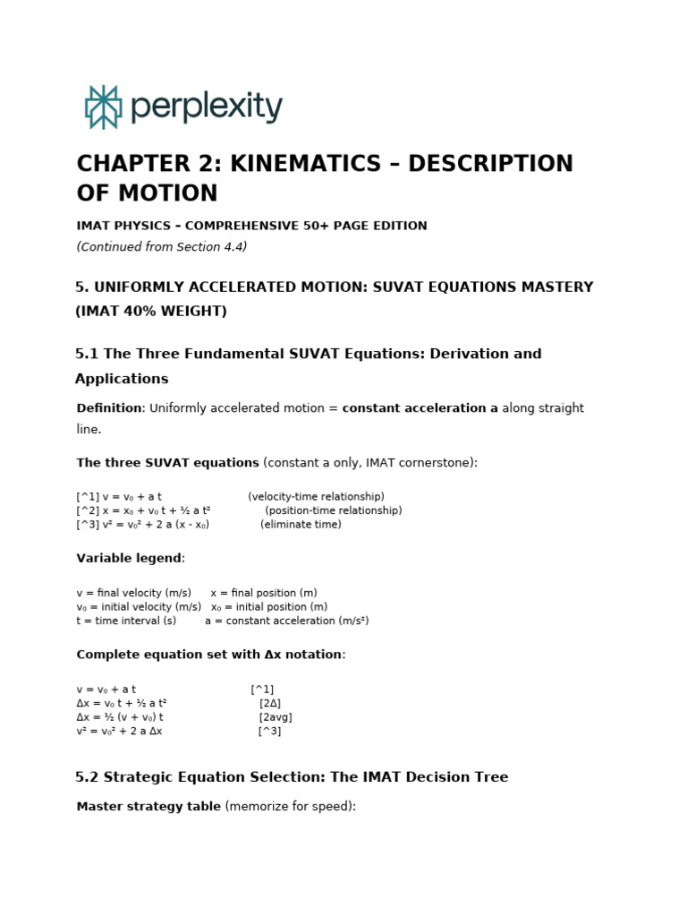 Chapter 2 - Kinematics - Description of Motion | PDF | Classical ...