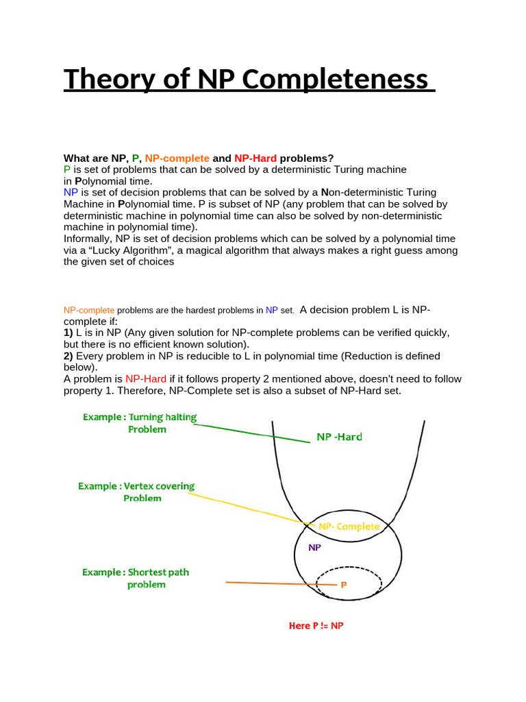 Theory of NP Completeness | PDF | Time Complexity | Theoretical ...
