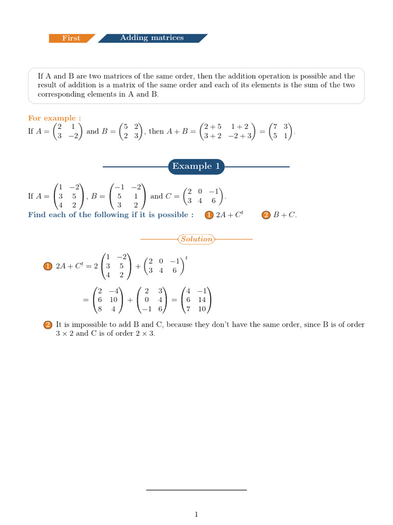 Adding and Sub Matricse | PDF | Matrix (Mathematics) | Subtraction