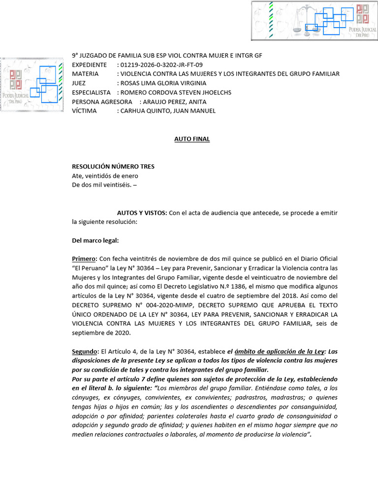 EXP.01219-2026 RES.3 | PDF | Violencia | Violencia doméstica
