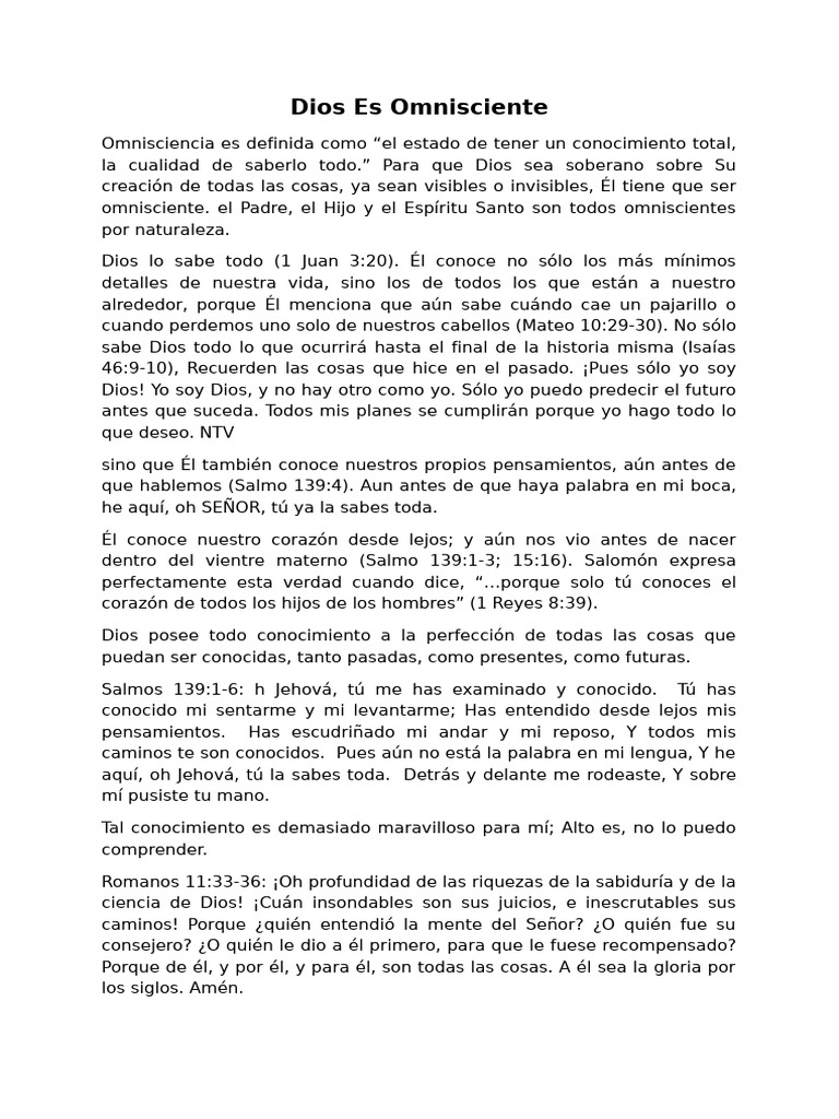 Dios Es Omnisciente | PDF | Dios | Conocimiento