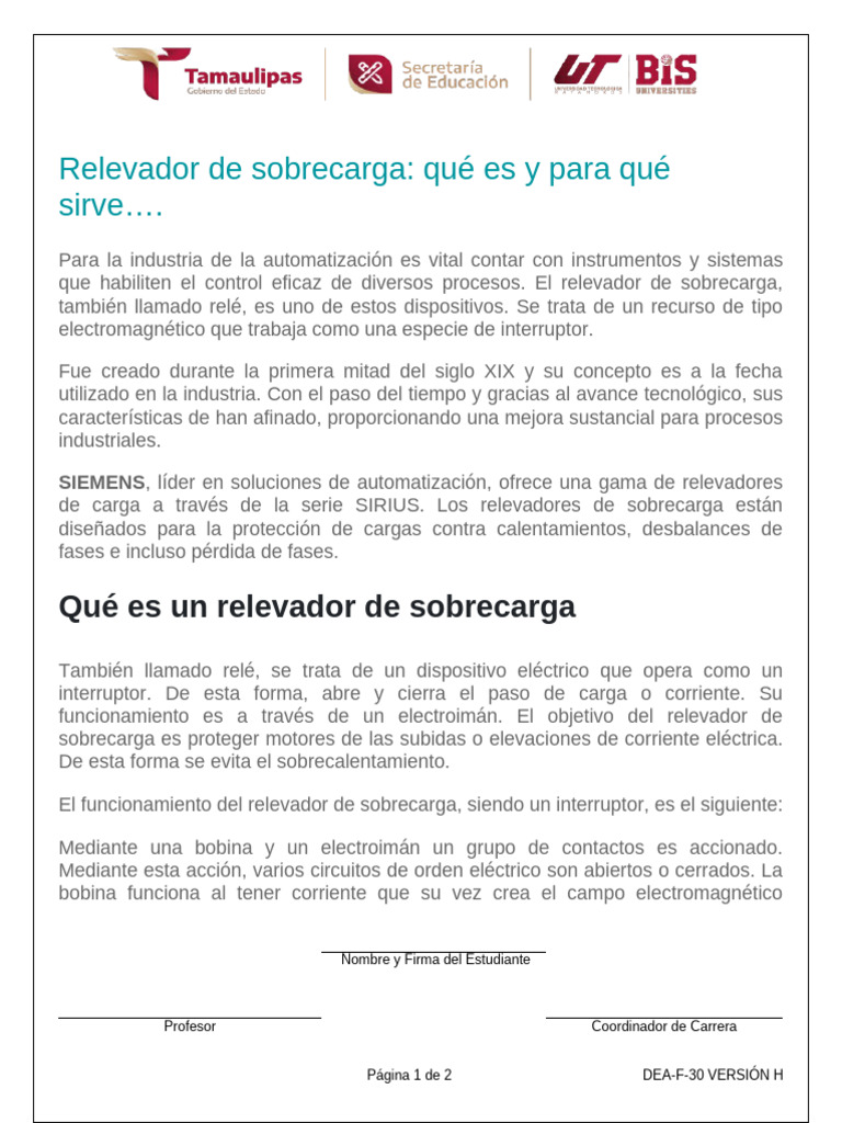Como Funciona Un Rele de Sobrecarga_2 | PDF | Relé | Energia electrica