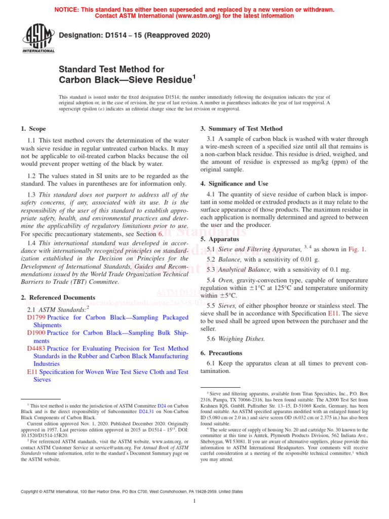 ASTM-D1514 - 2020 - Residuos de Tamiz en Agua | PDF