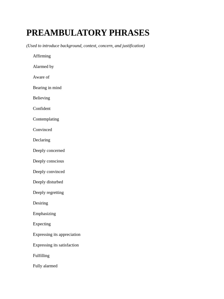 Preambulatory Phrases | PDF