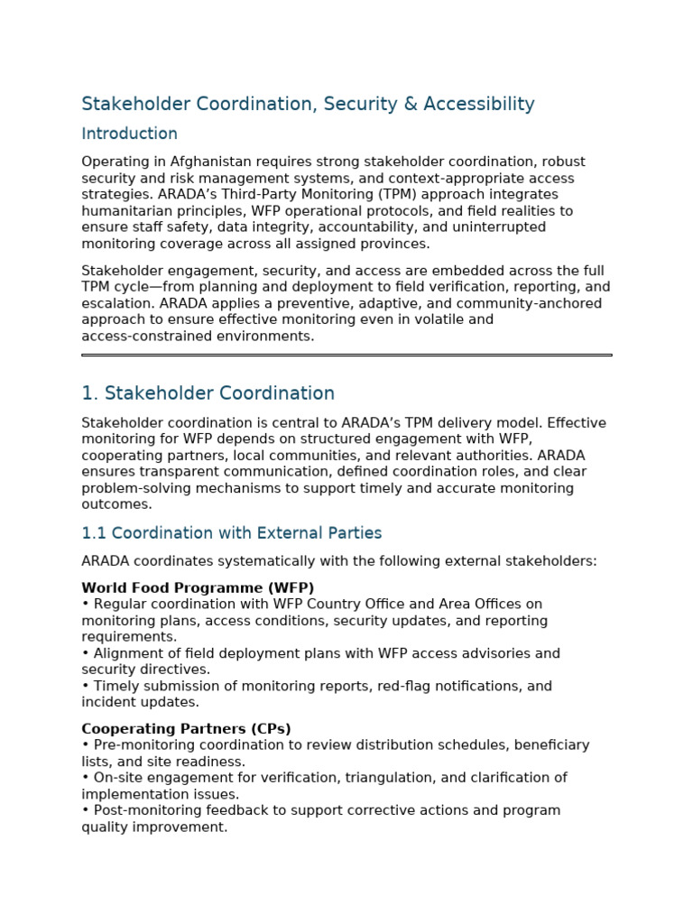 Stakeholder Coordination, Security and Accessibility – Developed ...