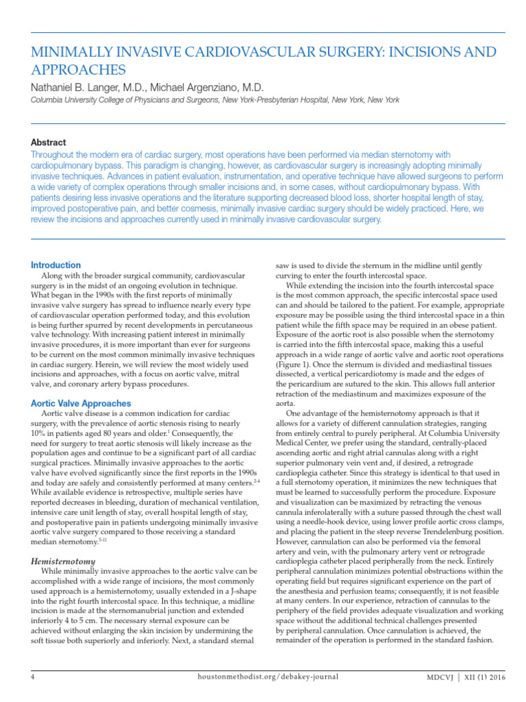 MICS Incision and Approach | PDF | Coronary Artery Bypass Surgery ...