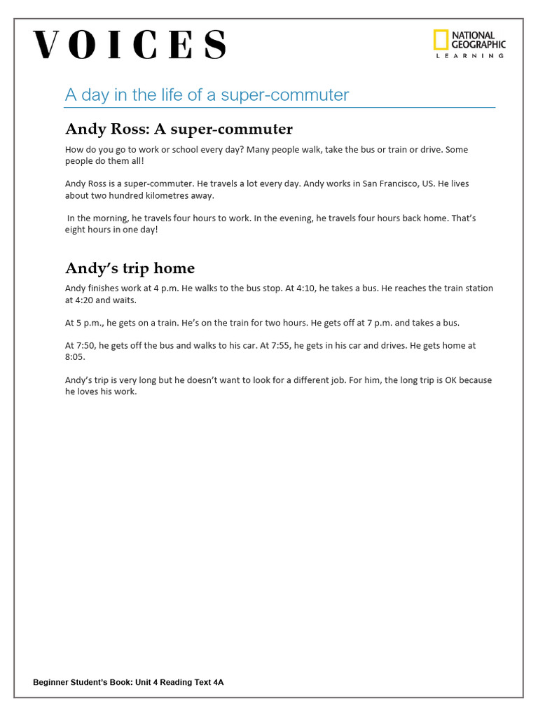 Voices Beginner Unit 4 Reading Text 4a | PDF