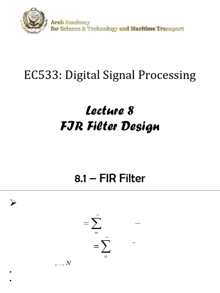 -Lecture 8 FIR | PDF | Digital Signal Processing | Electrical Engineering