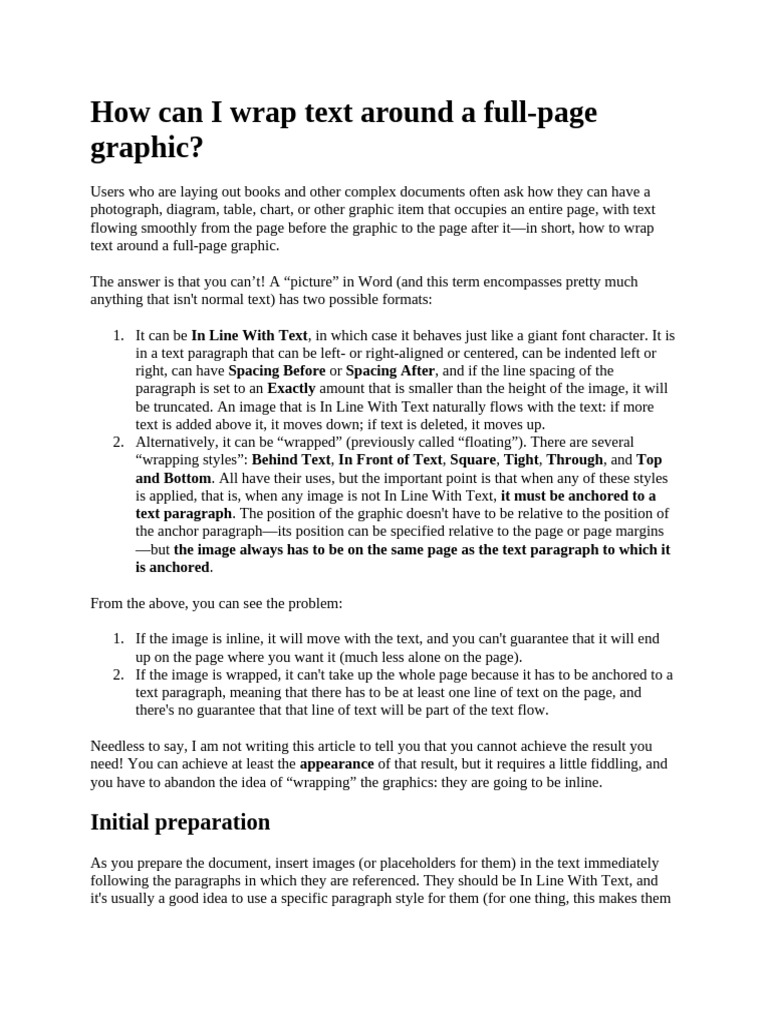 WORD_How Can I Wrap Text Around a Full-page Graphic | PDF | Paragraph ...