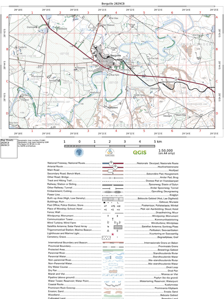 Bergville Top Map - A4 ONLY | PDF