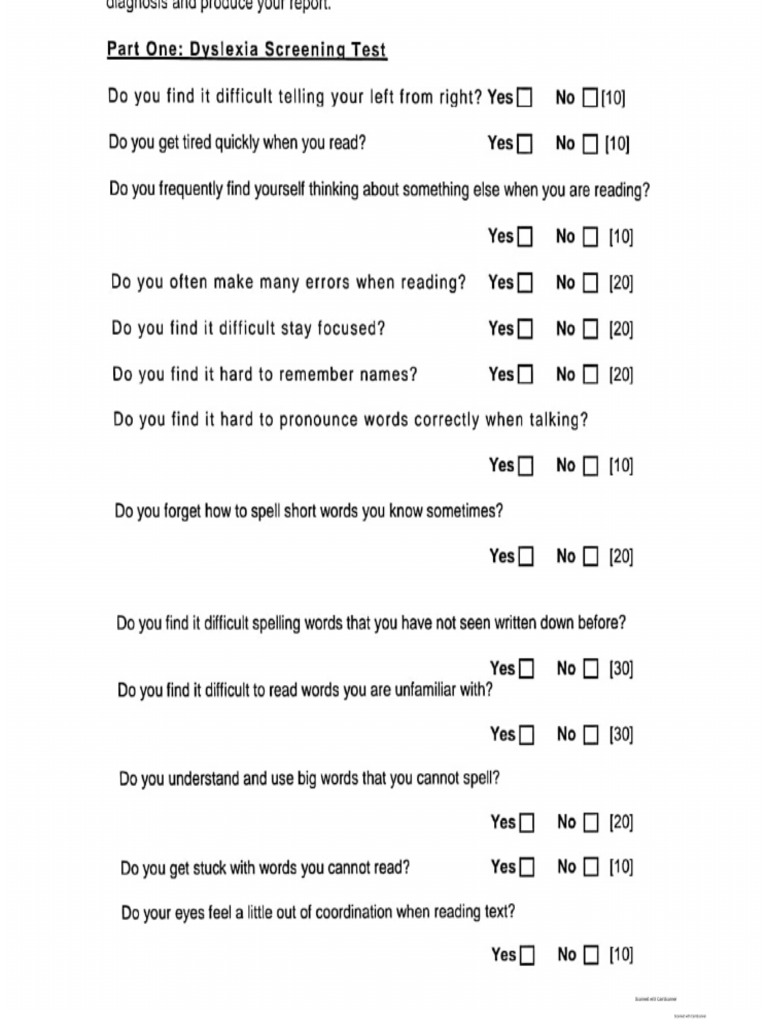 Dyslexia Screening Test | PDF