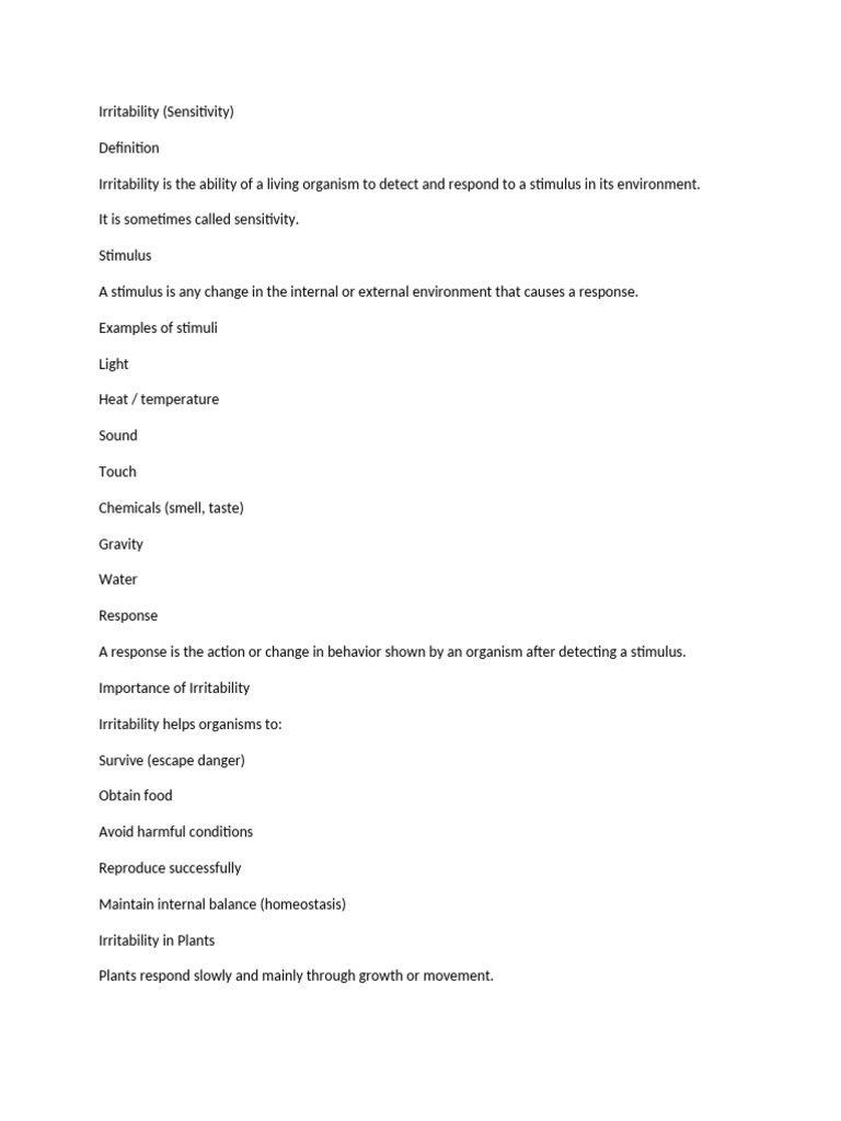 Irritability (S-WPS Office | PDF | Stimulus (Physiology) | Senses
