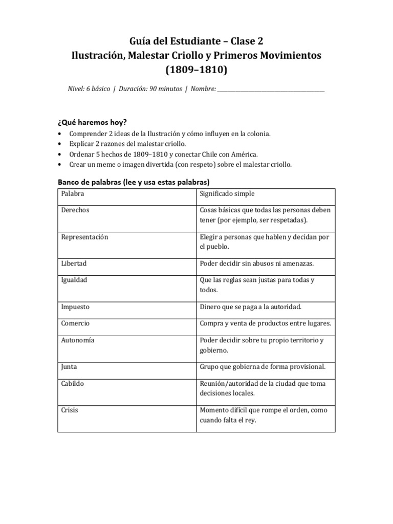 Guia Clase2 Malestar Criollo Meme v2 | PDF | Era de iluminacion | Libertad