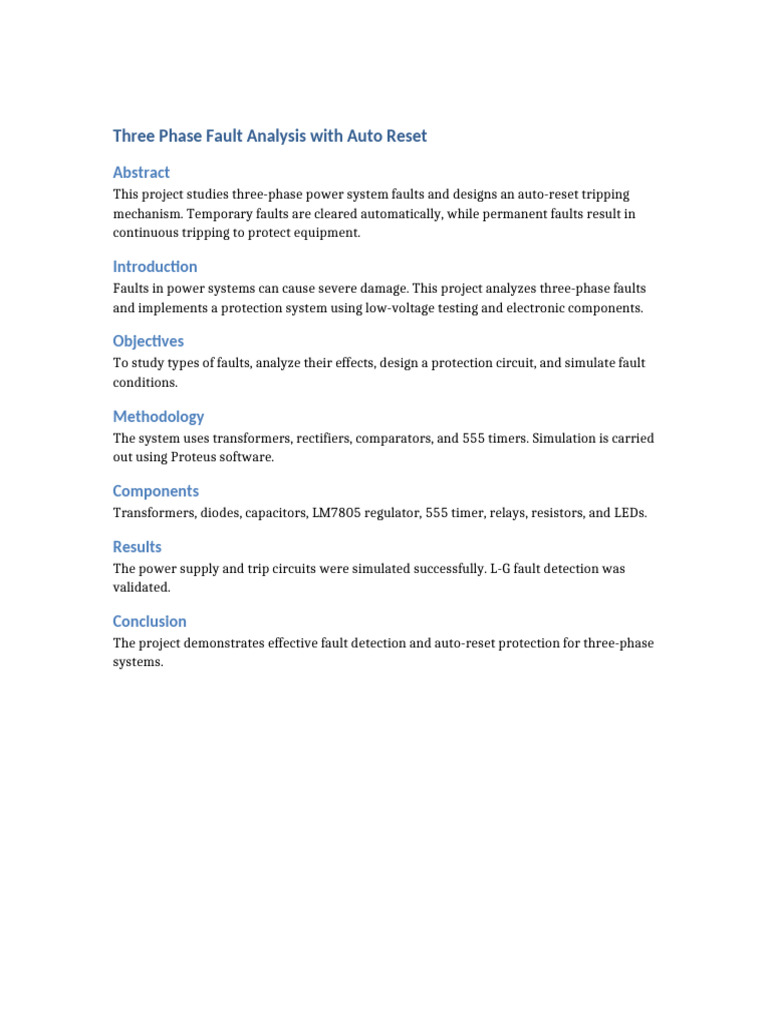 Three Phase Fault Analysis Report | PDF