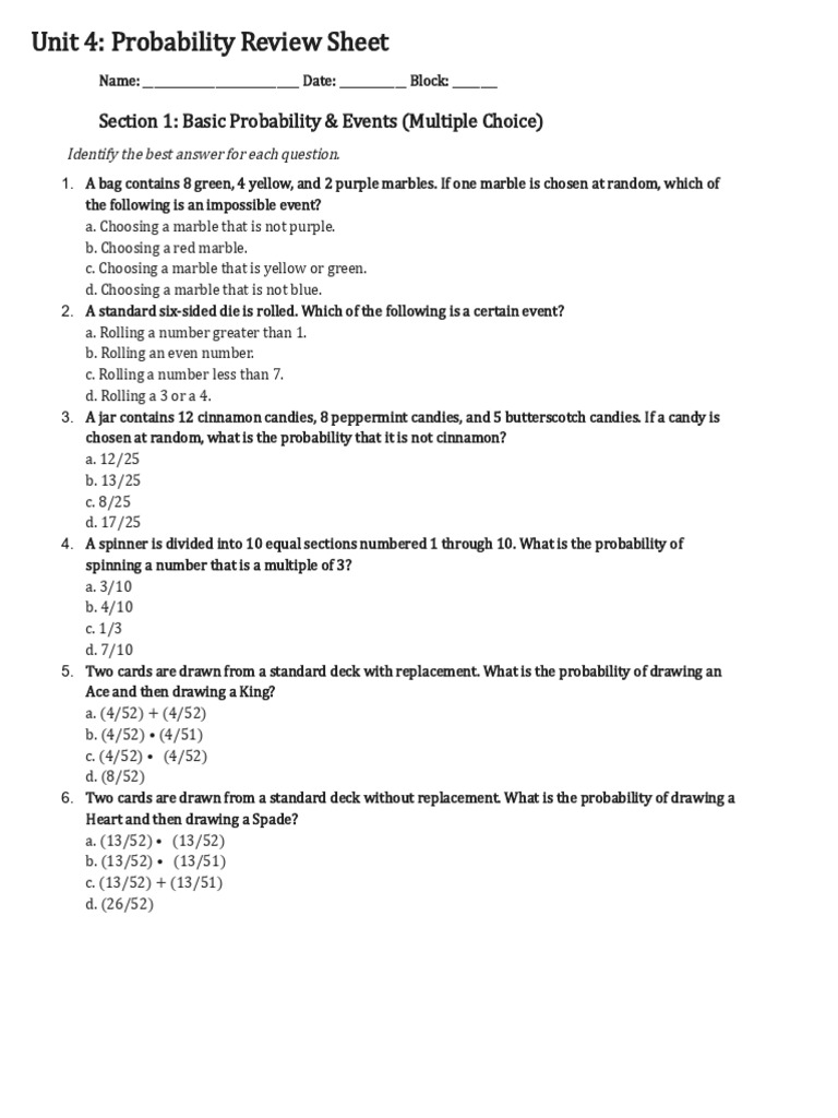 EXTRA Probability Review | PDF