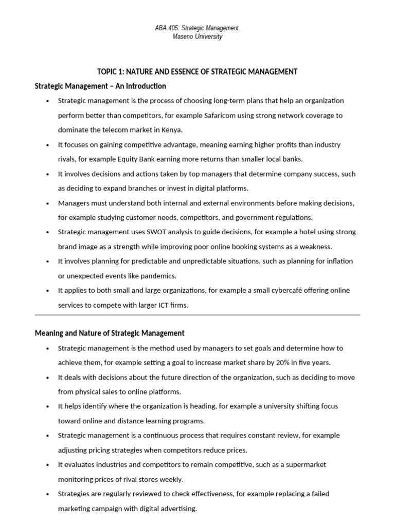 Strategic Management Notes F | PDF | Strategic Management | Competitive ...