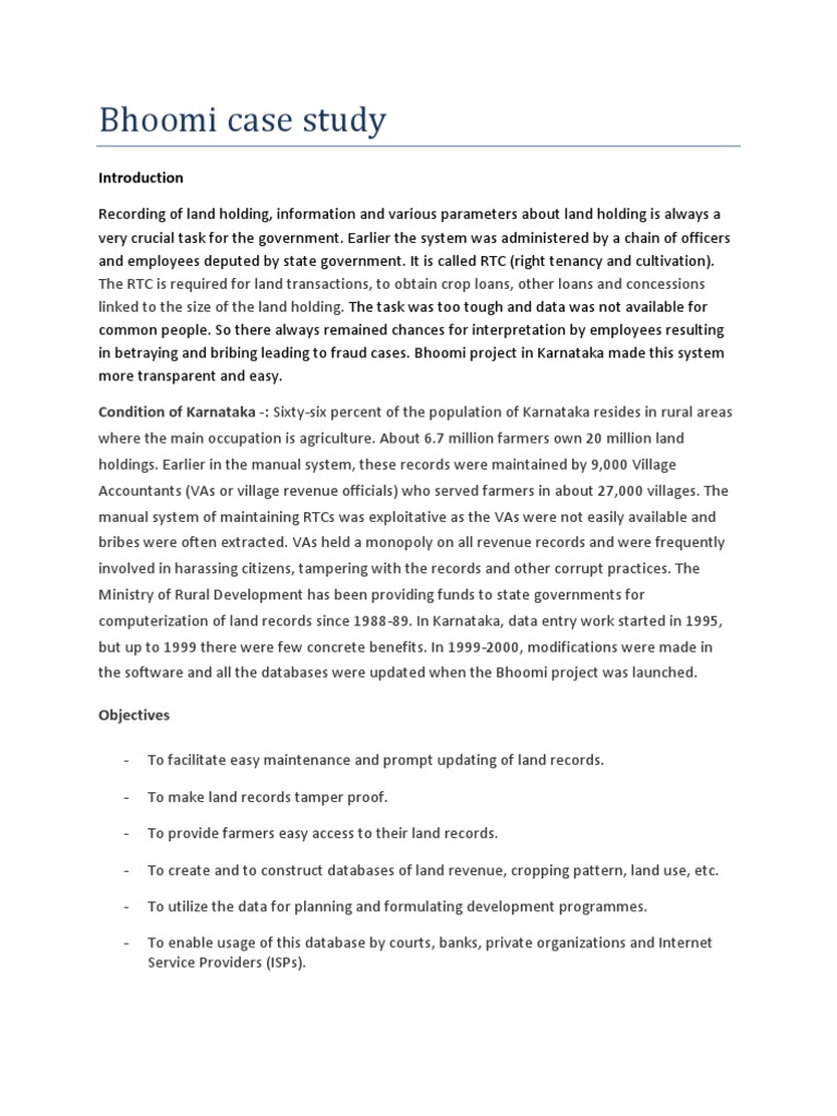 Bhoomi Case Study | PDF | Databases | Operating System