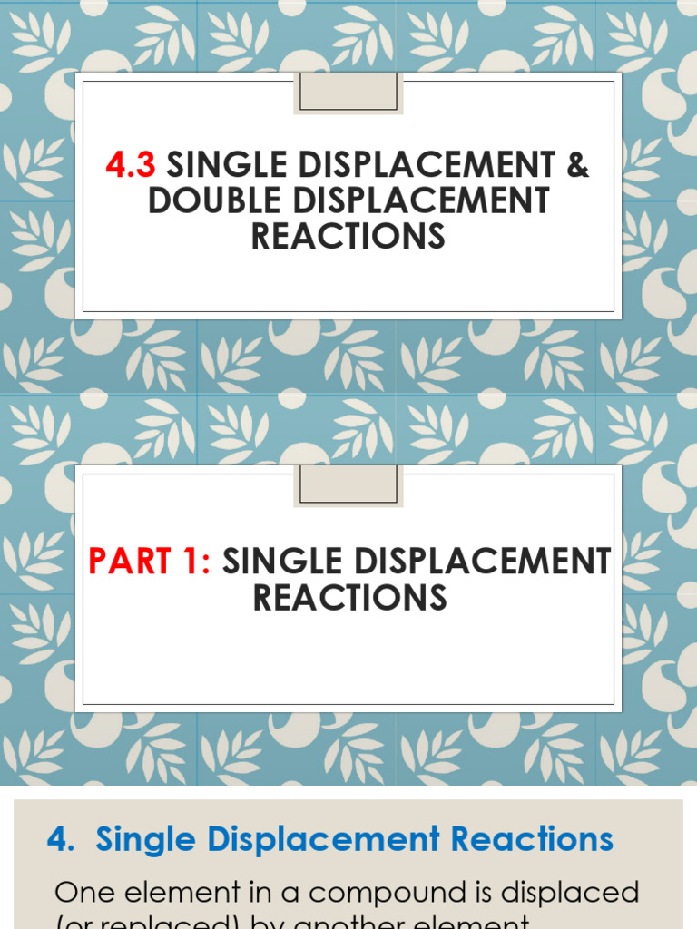 SCH3U - 4.3 Single and Double Displacement Reactions | PDF