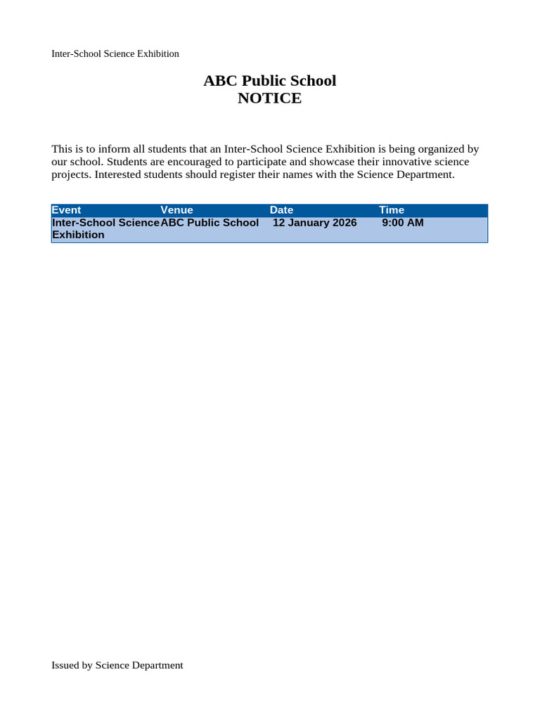 Science Exhibition Notice | PDF
