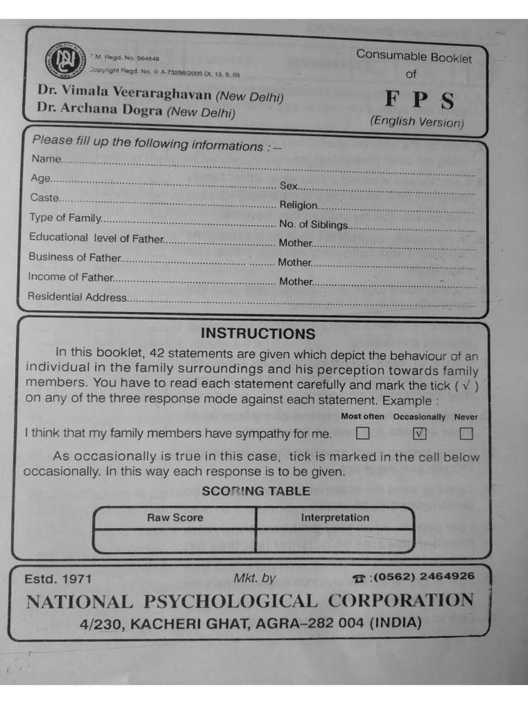 Family Pathological Scale | PDF