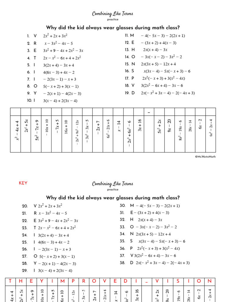 Why Did The Kid Always Wear Glasses During Math Class? | PDF