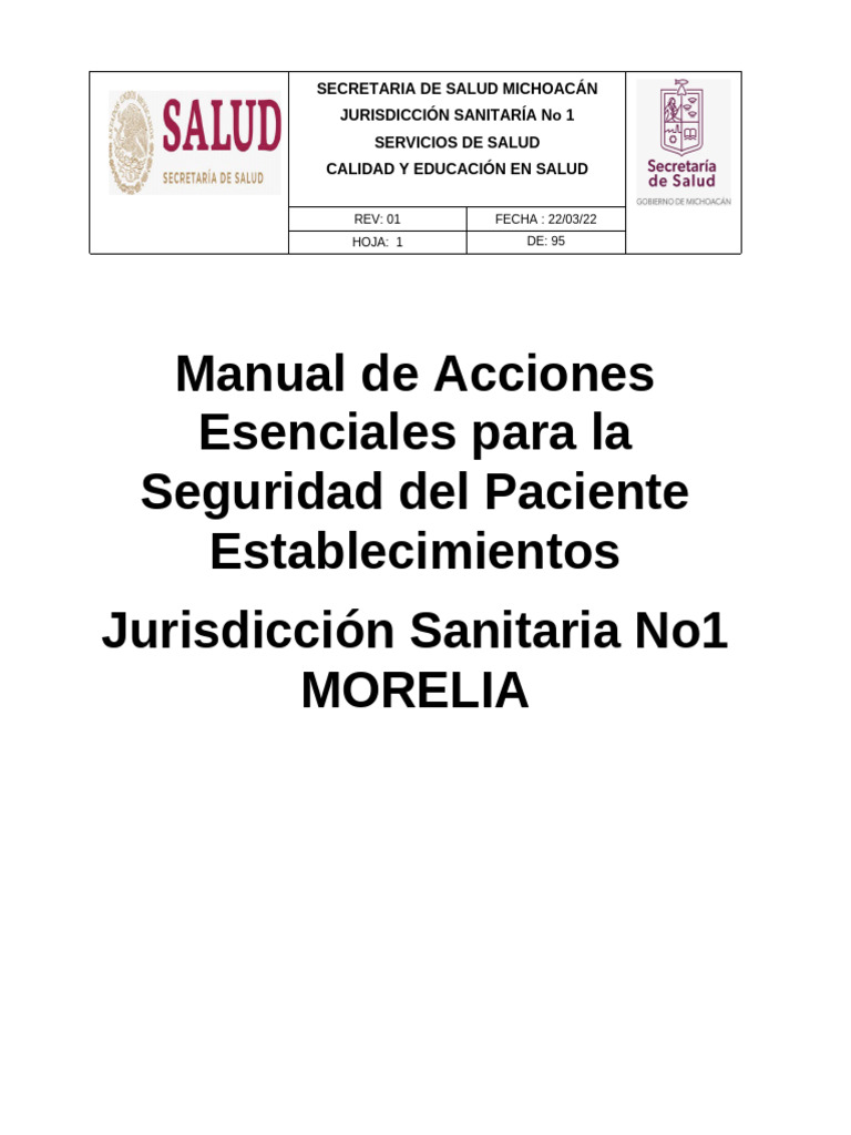 Manual de Acciones Escenciales Del JS1 | PDF | Cuidado de la salud ...