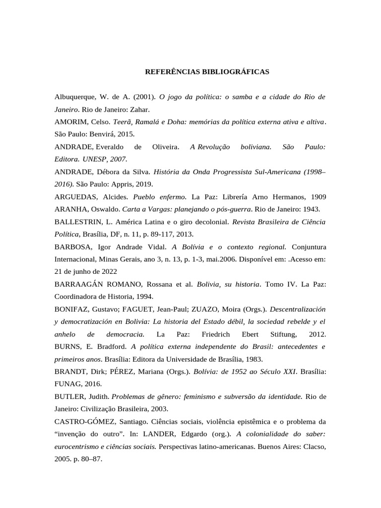 Bibliografia | PDF | Bolívia | Brasil