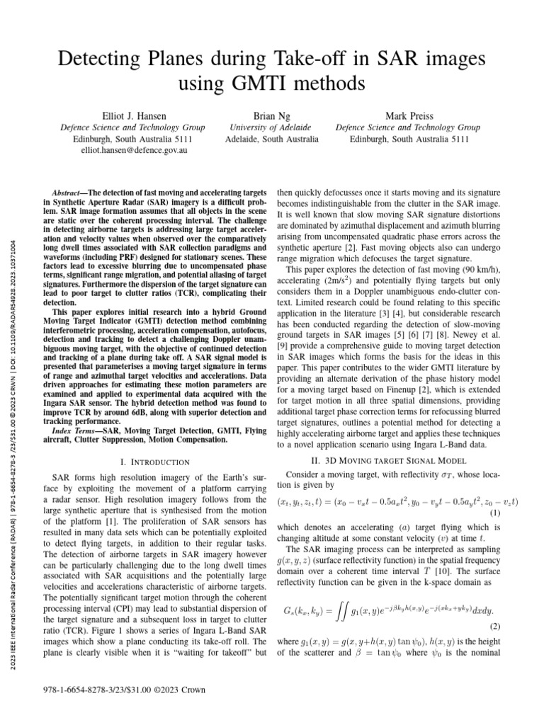 Detecting Planes During Take-Off in SAR Images Using GMTI Methods | PDF ...