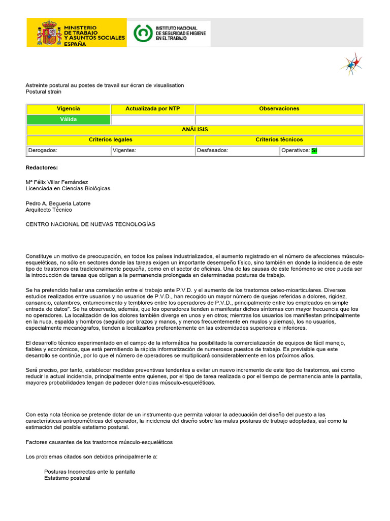 ntp_232.pdf.Pantallas | PDF | Sistema musculoesquelético
