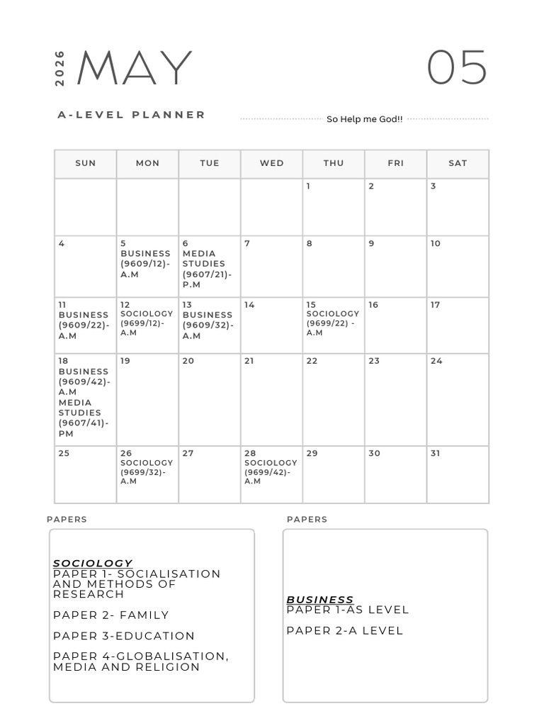 A Level Timetable | PDF